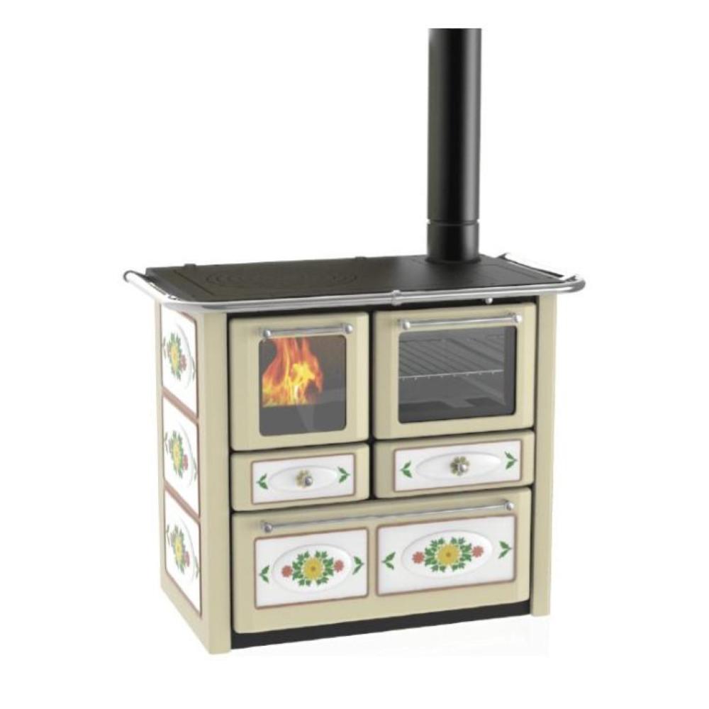 STUFA CUCINA A LEGNA IN GHISA E CERAMICA 7,36KW LINCAR GAIA 149 A VL ...